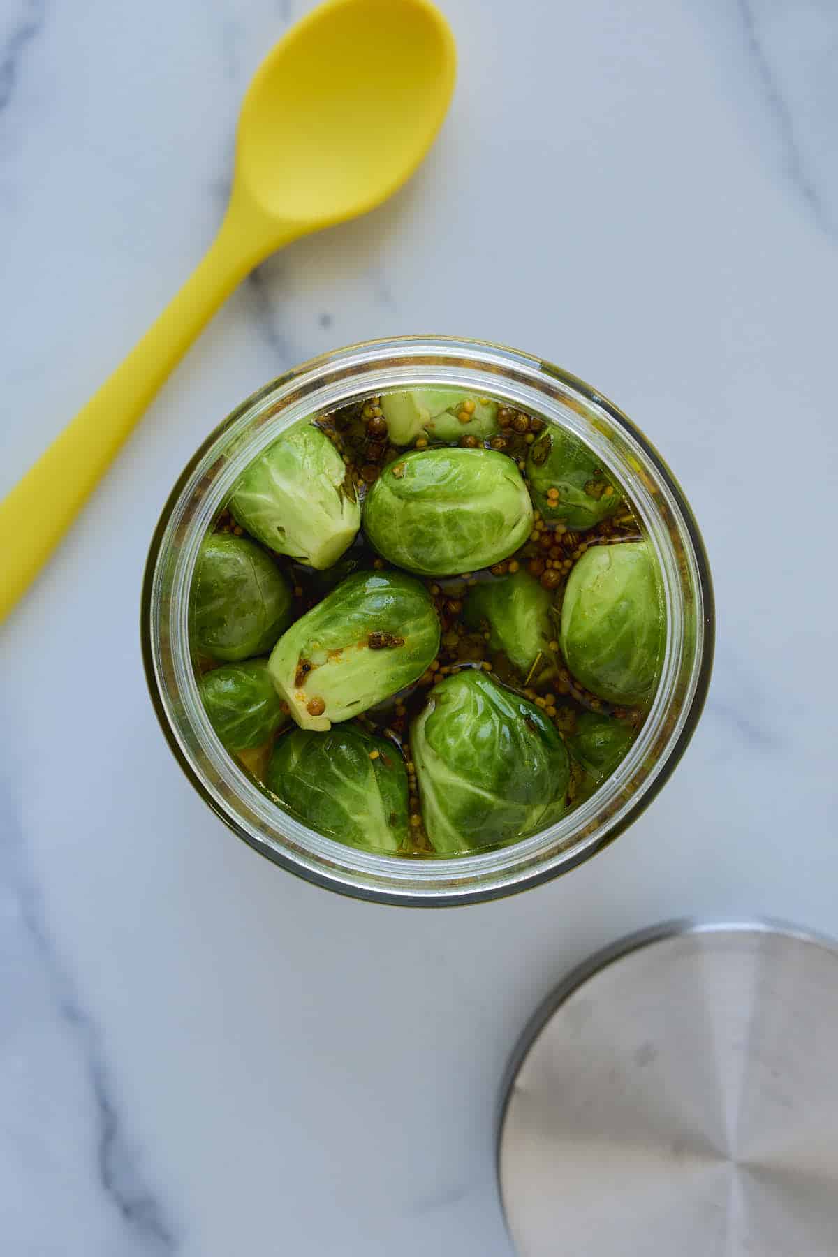 Frog Balls aka Pickled Brussels Sprouts - A Bee Made It